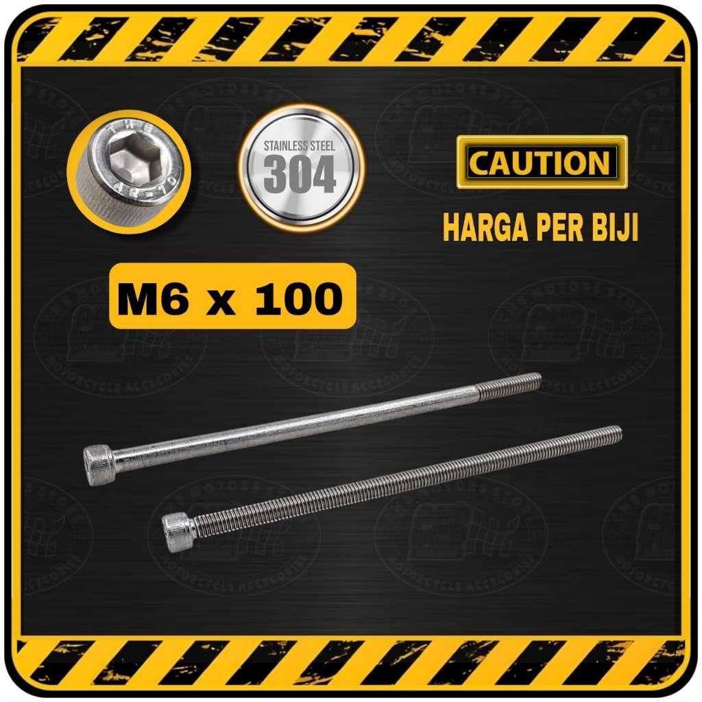 Jual Baut L STAINLESS M6 x 100 || M6x100 ( Setara Baut Kunci 10 ...