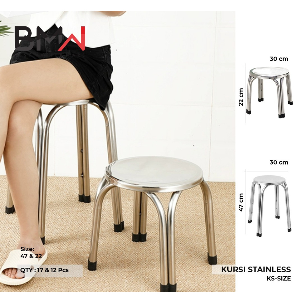 Jual Kursi Stainless 30-47 cm Kursi Baso Bar Kafe Kantor Kualitas ...