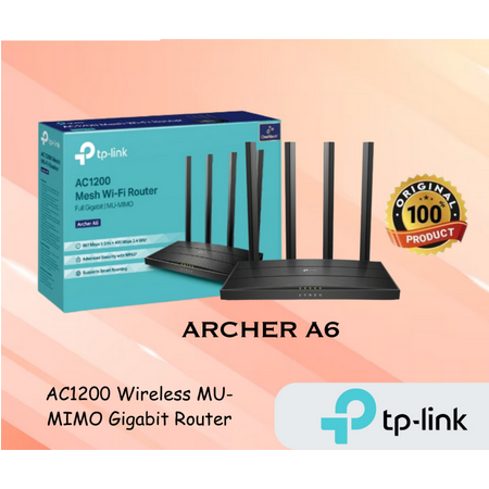 Jual ARCHER A6 AC1200 Wireless MU-MIMO Gigabit Router TP-LINK | Shopee ...