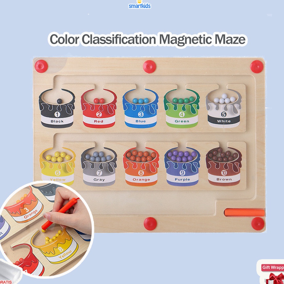 Jual Diskon!! Mainan Sorting Warna Magnet Kayu / klasifikasi Warna Maze ...