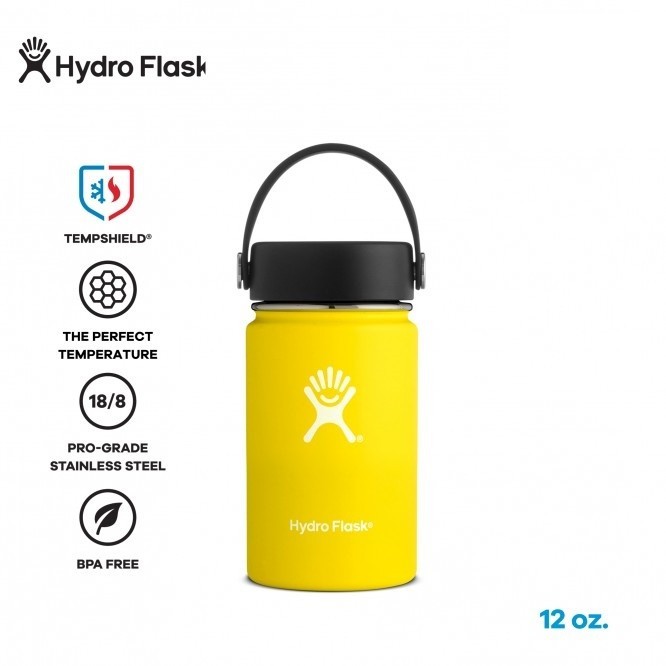 Jual Botol Hydro Flask 12 oz Wide Mouth with Flex Cap Lemon 354ml ...