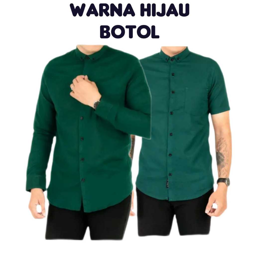 Jual KEMEJA POLOS PRIA DEWASA WARNA HIJAU BOTOL LENGAN PENDEK DAN ...