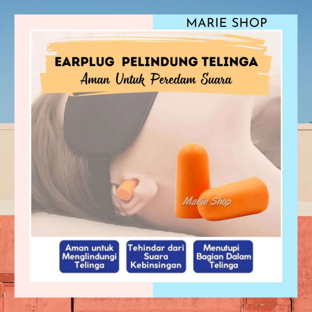 Jual (1 pasang) PEREDAM SUARA BUSA EARPLUGS - PENUTUP TELINGA ...