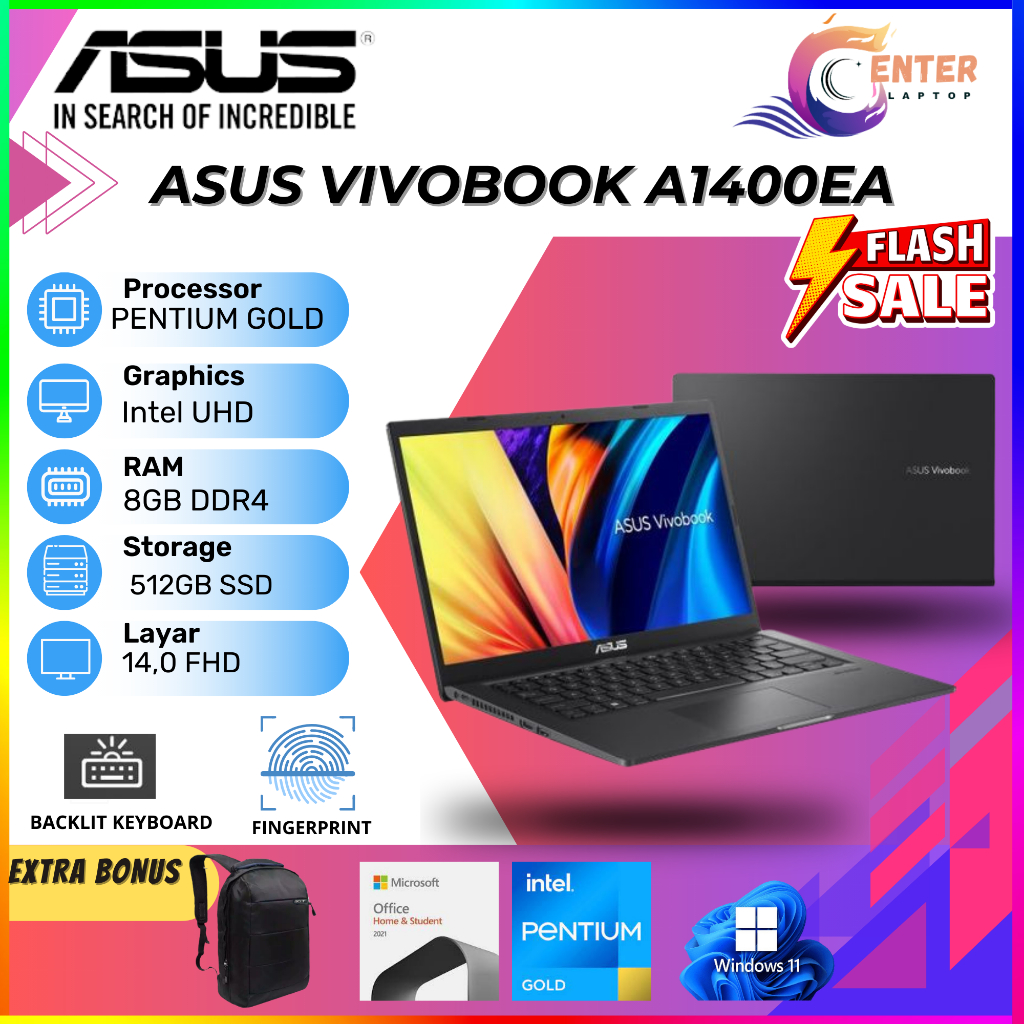 Jual Laptop Asus Vivobook 14 A1400EA Pentium Gold 7505 8GB 512GB W11 ...