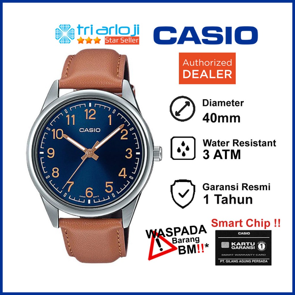 Jual Casio Mtp V005l 2b4udf Jam Tangan Pria Analog Cokelat Kulit Mtp V005l 2b4 Mtpv005l Shopee