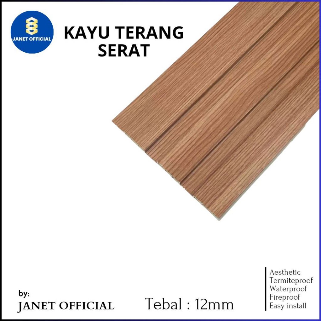 Jual WPC Wall Panel WARNA KAYU SERAT TERANG 3 meter 300cm X 20cm X 1 ...