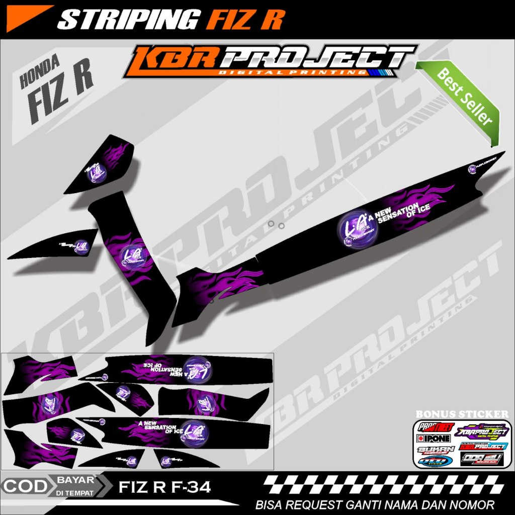 Jual FIZ R STIKER STRIPING PREMIUM MOTOR KEREN LIS VARIASI STIKER MOTOR ...