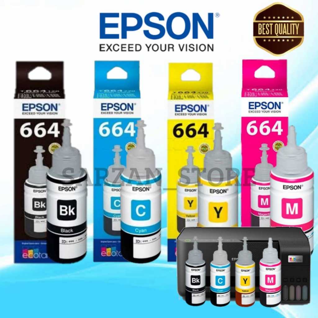 Jual 1 SET Tinta Epson 664 Original Black & Colour [4 Warna] For Ink Printer L100 L110 L120 L200 ...