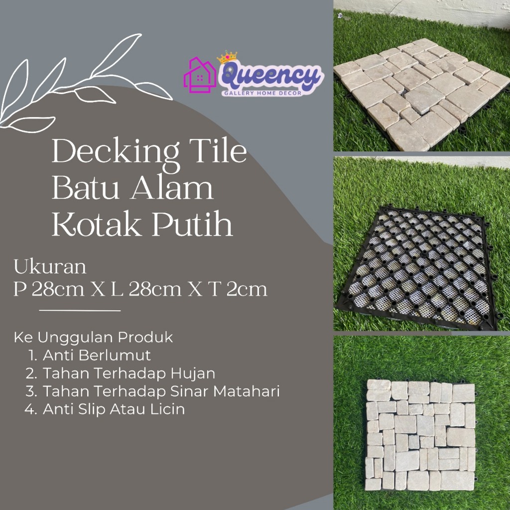 Jual Decking Tile Batu Alam - Batu alam Mozaik kotak putih - Batu alam ...