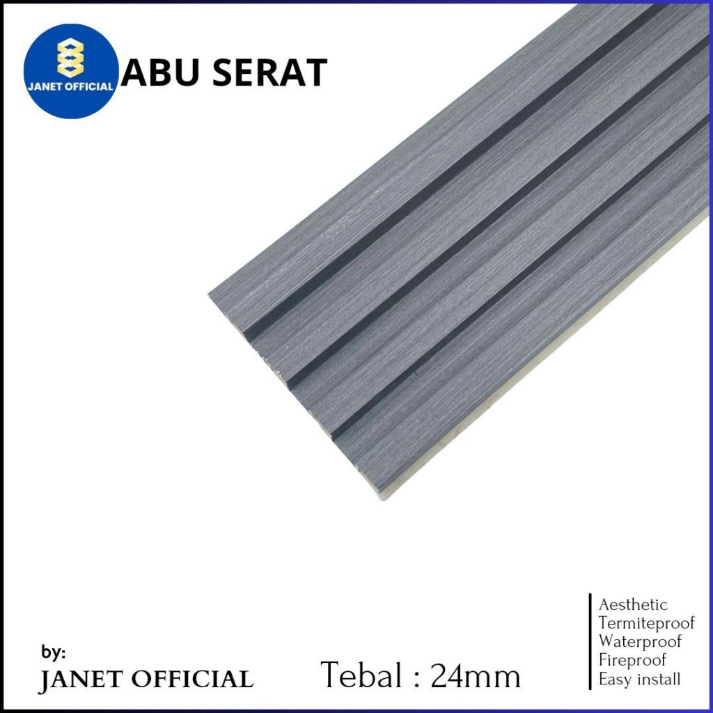 Jual WPC Wall Panel WARNA ABU SERAT 3 meter 300cm X 17cm X 2.4cm | pvc ...