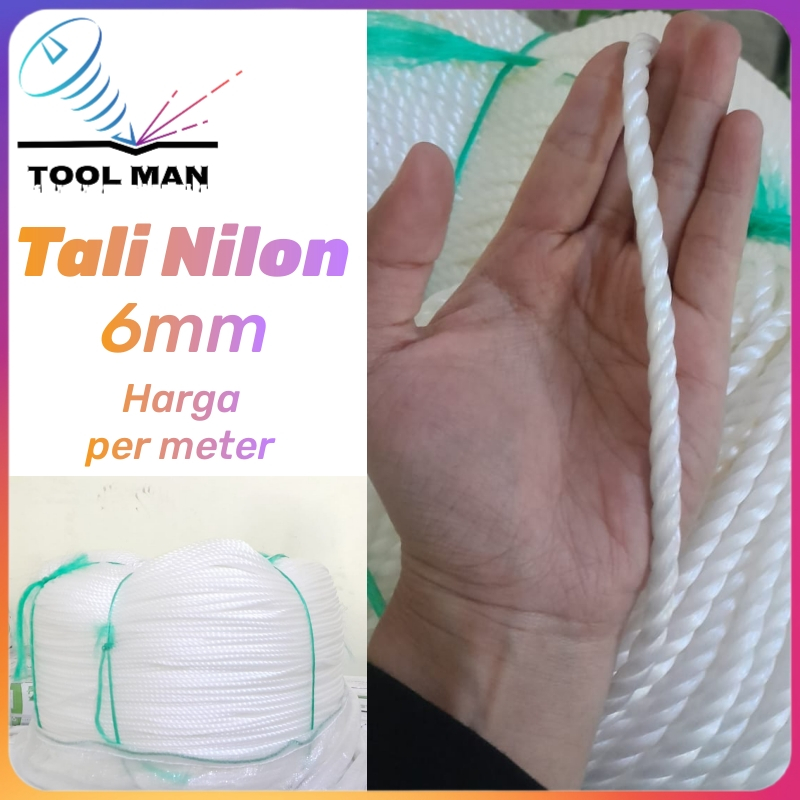 Jual Tali Tambang Kecil 6mm Tali nilon putih / Nylon Rope / Propylene ...