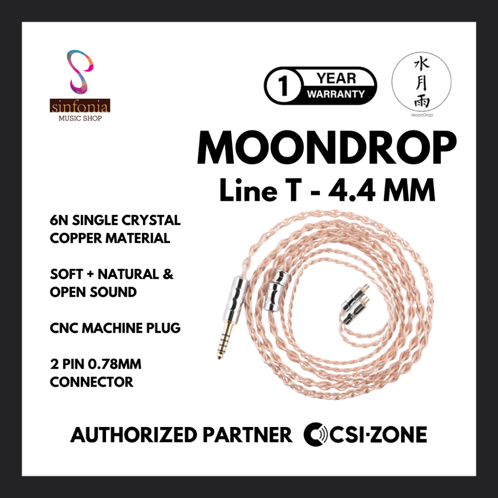 Jual Moondrop Line T 6N Single Crystal Copper 2Pin 0.78MM Upgrade Cable - 4.4MM | Shopee Indonesia