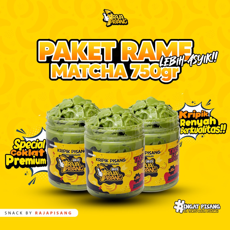 Jual Paket Rame Isi 3 Toples Kripik Pisang Coklat matcha Greentea Lumer ...