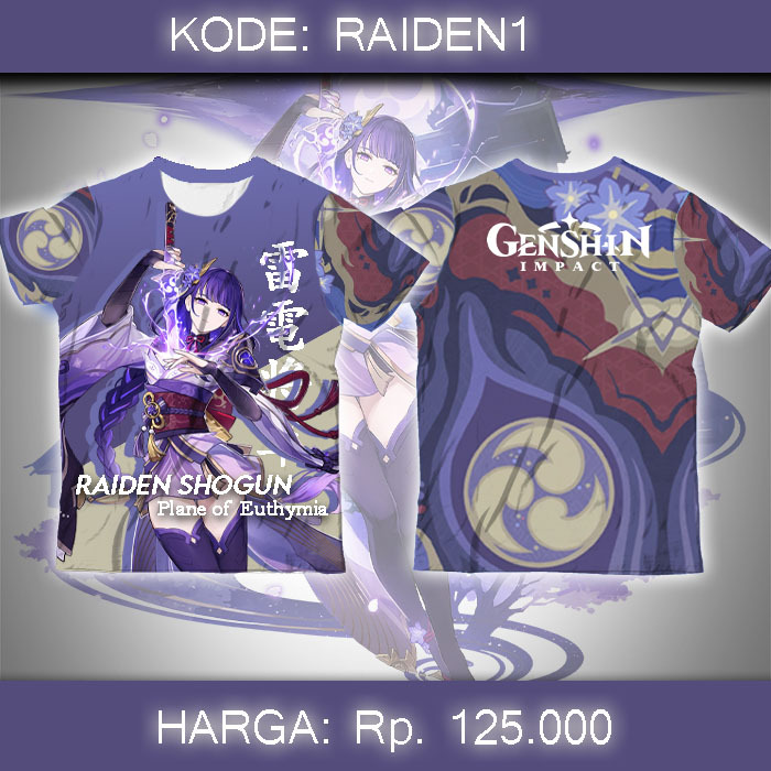 Jual Baju Kaos Fullprint Game Anime Genshin Impact - Raiden Shogun Ei ...
