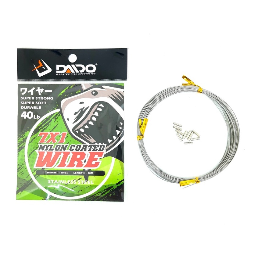 Jual Aksesoris Pancing NEKLIN DAIDO Wire Leader 7x1 SILVER Nylon Coated ...