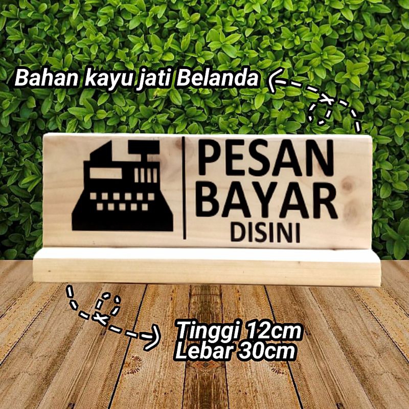 Jual Papan Tanda Meja "Pesan & Bayar Disini" Sign Board 30x12cm ...