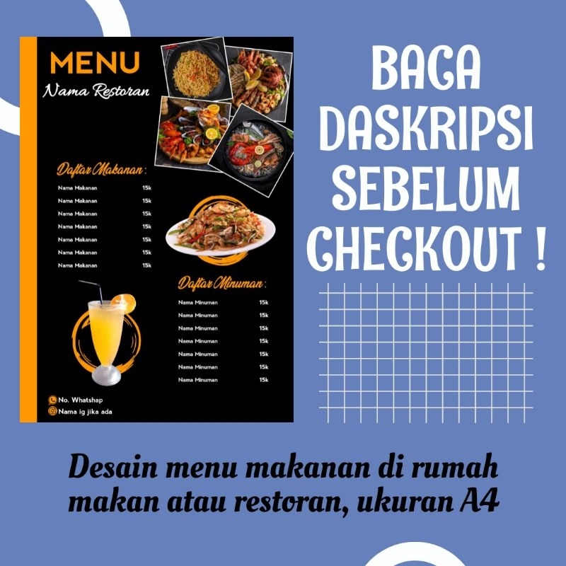 Jual desain menu makanan restoran atau rumah makan | Shopee Indonesia