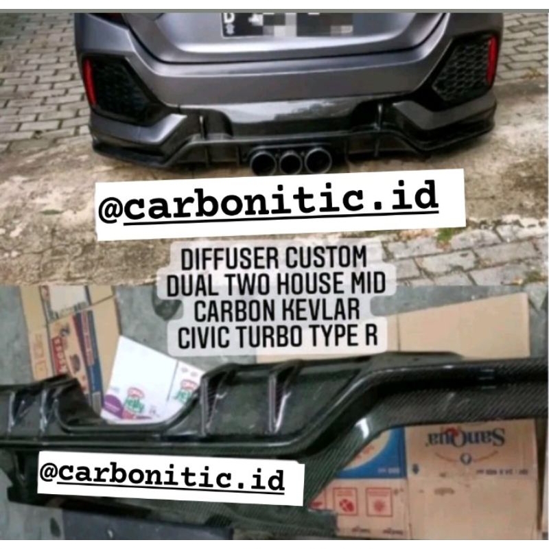 Jual Diffuser Custom Model Dual Exit Mid Honda Civic Turbo Hatchback ...