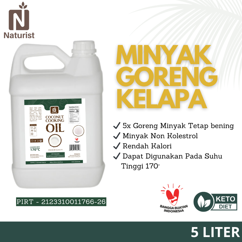 Jual NATURIST Minyak Goreng Kelapa 5 Liter / Coconut Cooking Oil Minyak ...