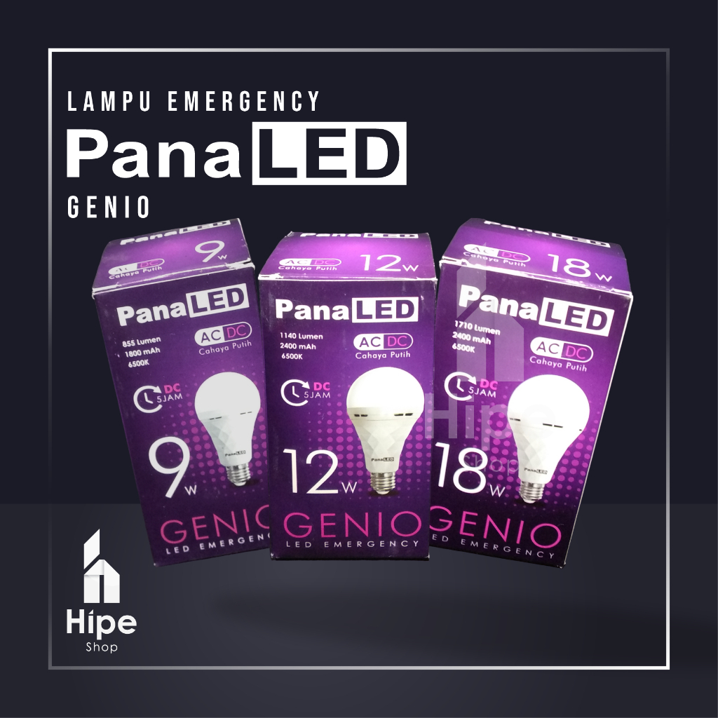 Jual Lampu Emergency Panaled Genio 9w 12w 18w Led Bulb / 9 12 18 watt ...