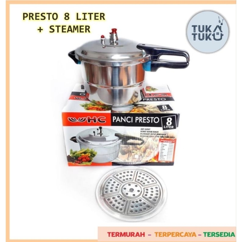 Jual PANCI PRESTO 8 LITER PELUNAK HC TANPA TUTUP KACA / PANCI PRESTO 8LTR+STEAMER HC | Shopee ...