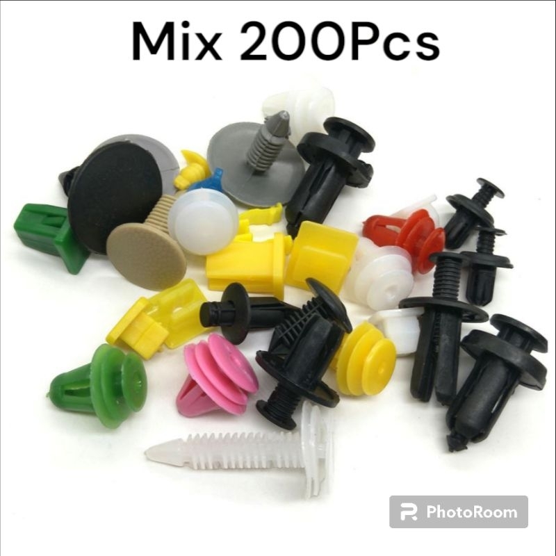 Jual 200 Pcs Klip Kancing Baut Rivet Plastik Universal - Baud Plastik ...