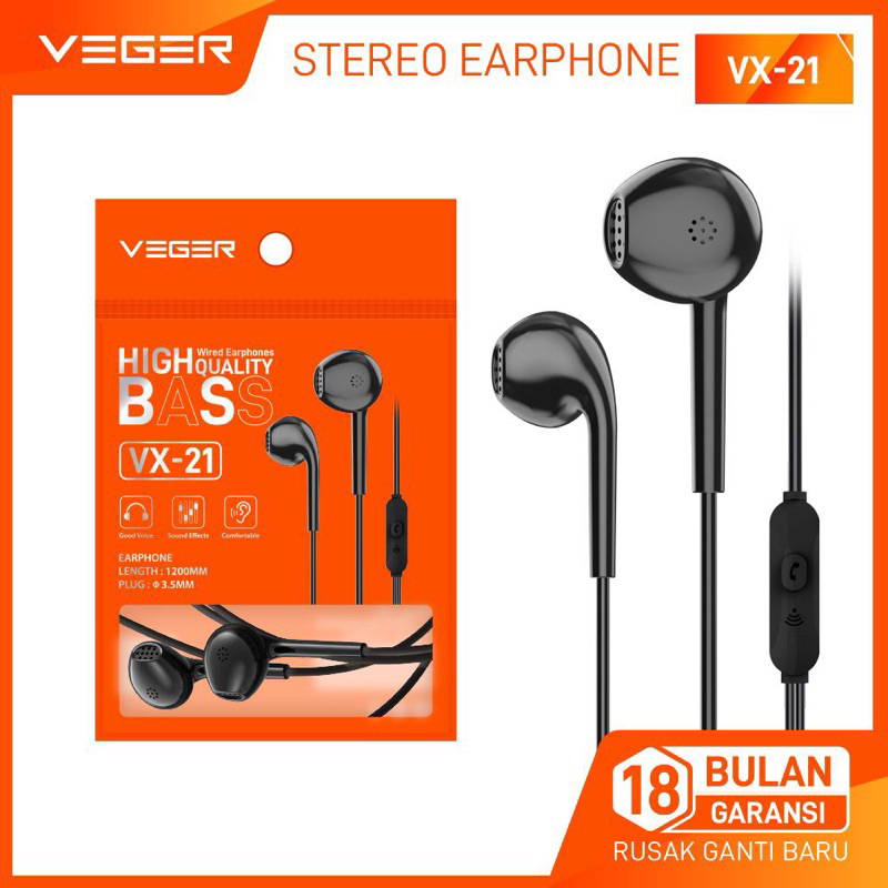 Jual Headset VEGER VX-21 VX-22 VX-23 / headset handsfree earphone VEGER VX-21 VX-22 VX-23 with ...
