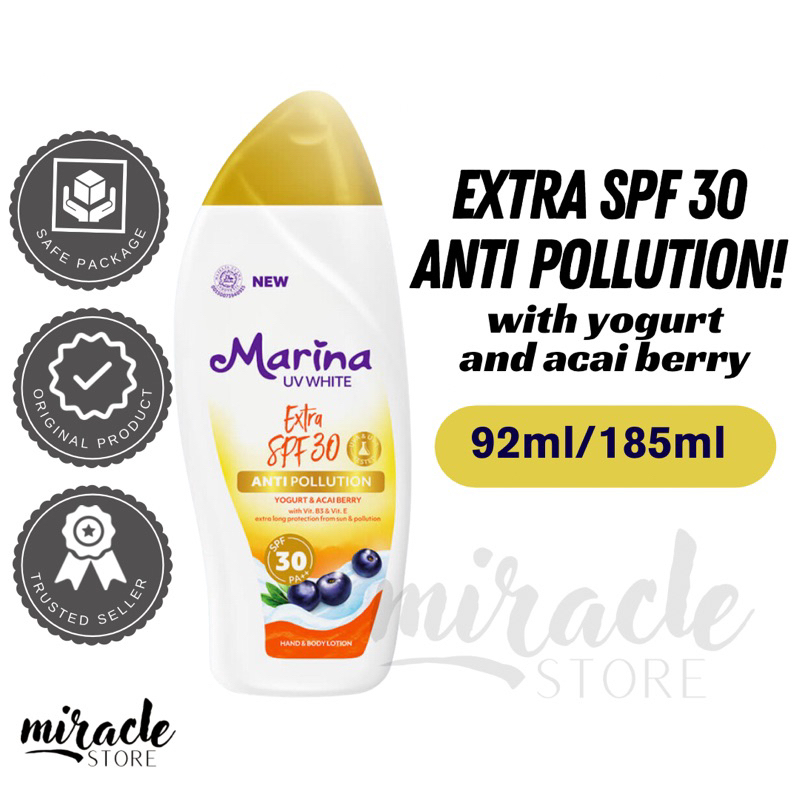 Jual READY!! LOTION MARINA SPF 30 ANTI POLLUTION 185ML 92ML SUNBLOCK ...