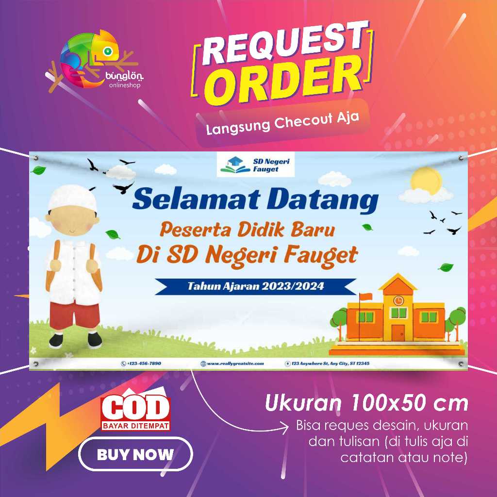 Jual Spanduk Banner 100x50 Selamat Datang Calon Siswa Baru, Spanduk ...
