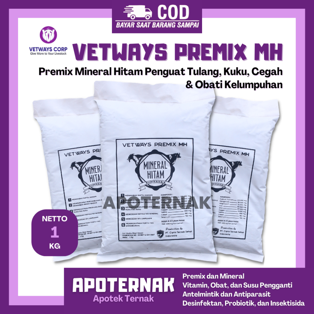 Jual VETWAYS MINERAL HITAM 1 kg - Mineral Sapi Pincang Lumpuh Support ...
