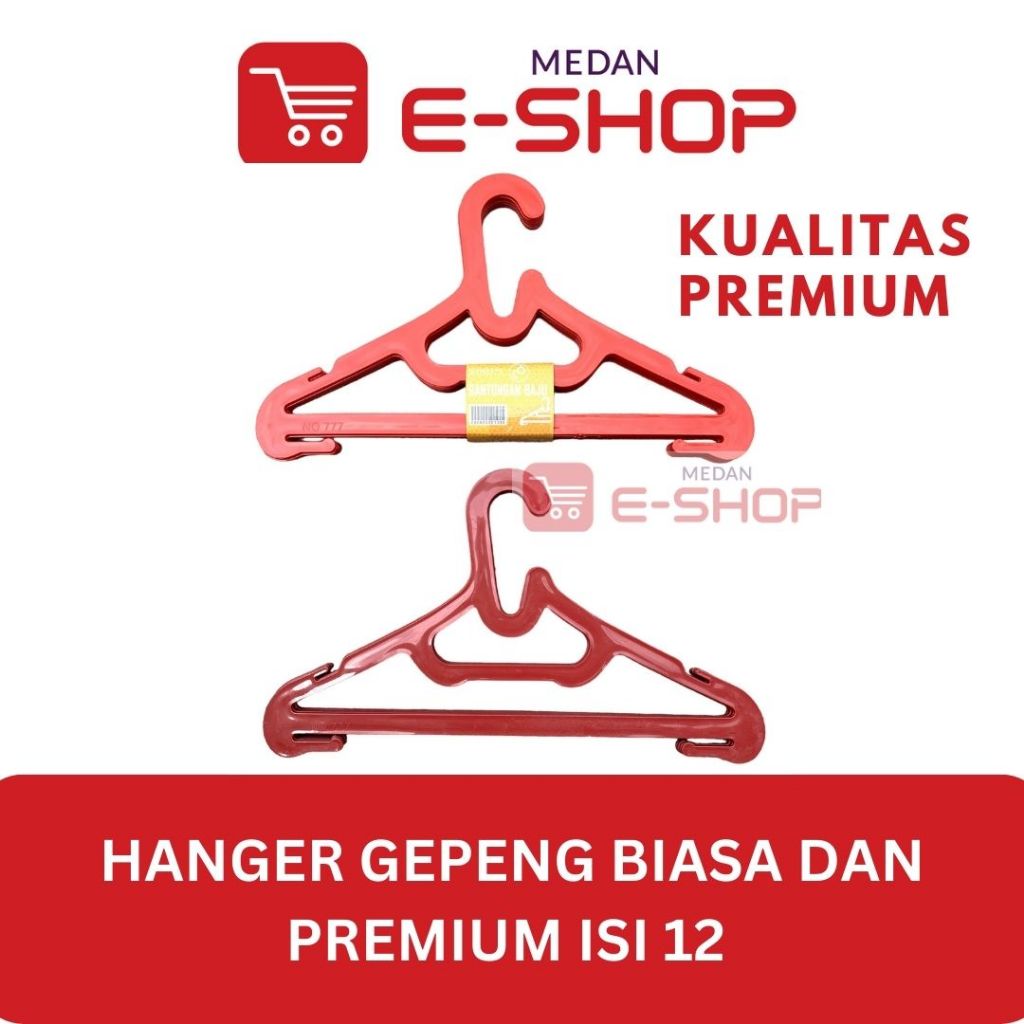 Jual Hanger Premium TEBAL Merah Gantungan Baju laundry Pakaian Dewasa ...