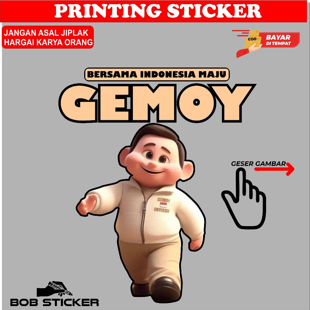 Jual stiker prabowo gemoy - prabowo presiden RI | Shopee Indonesia