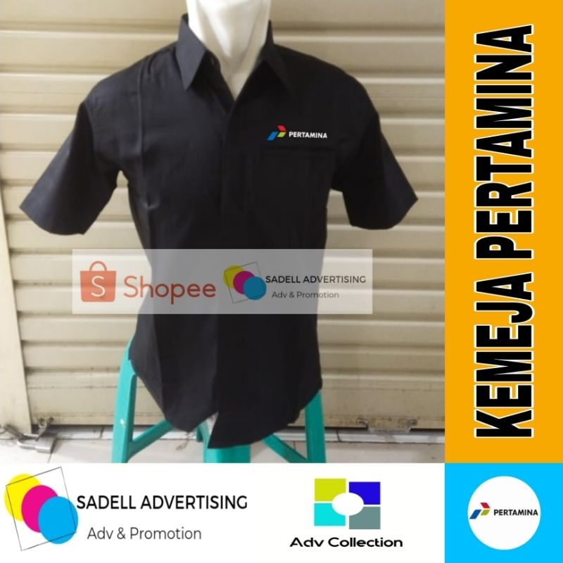 Jual Kemeja PERTAMINA Seragam Pertamina Hitam Lengan Pendek Pria Bordir ...