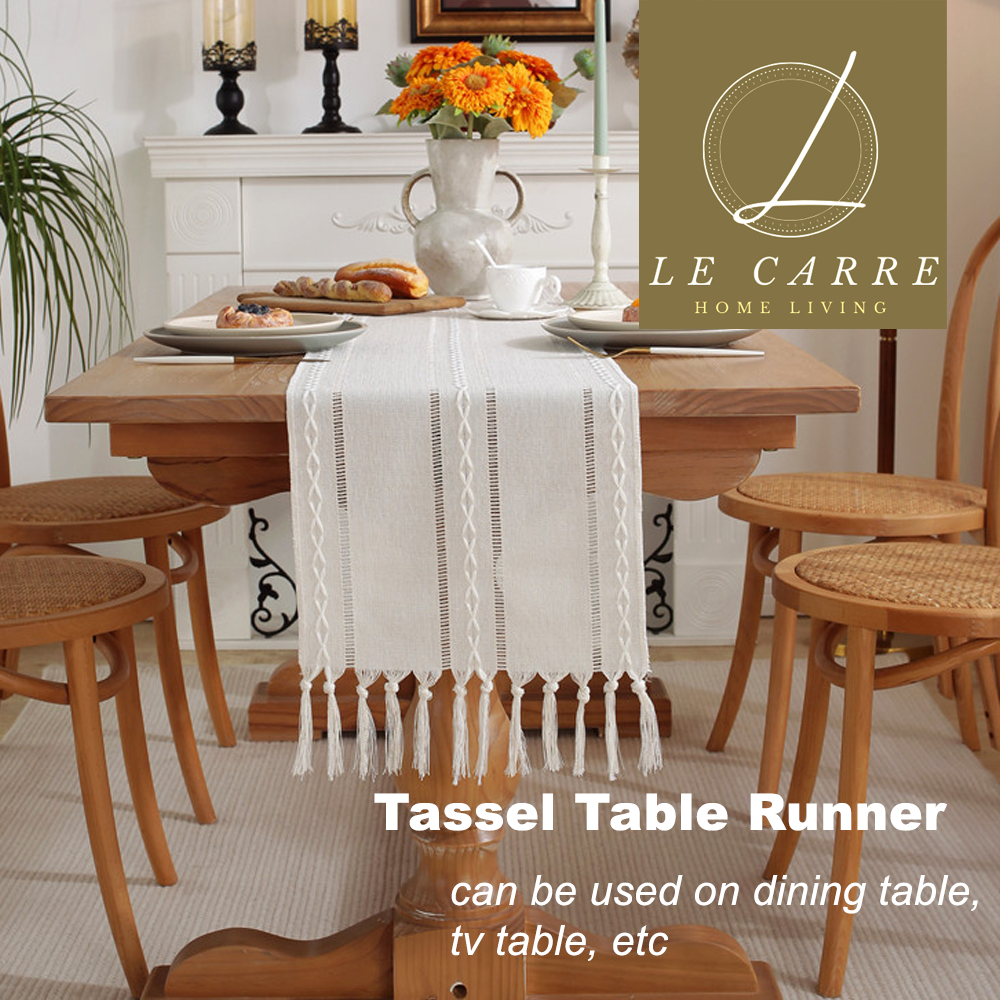 Jual LECARRE Tassel Table Runner / Taplak Meja Makan Tamu Rajut Renda ...