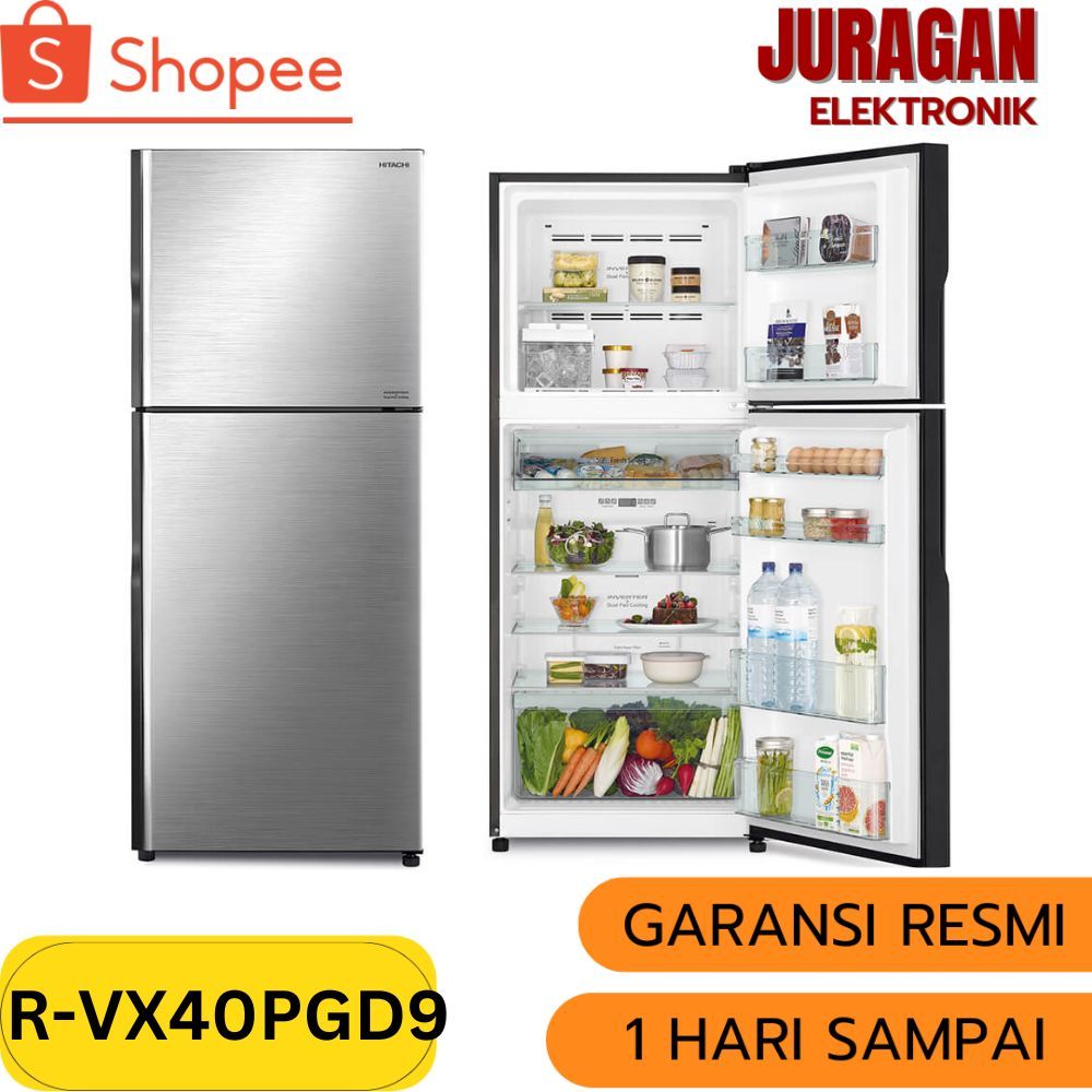 Jual Kulkas Hitachi RVX40PGD9 BSL 2 Pintu 340L R-VX40PGD9 BSL | Shopee Indonesia