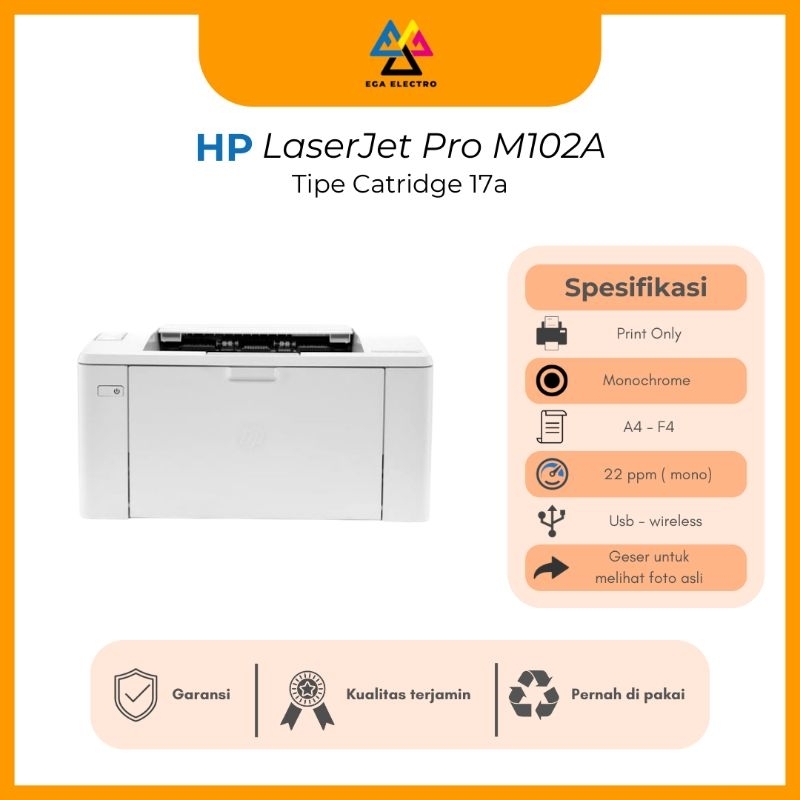 Jual printer hp laserjet pro m102a - printer hitam putih - printer ...