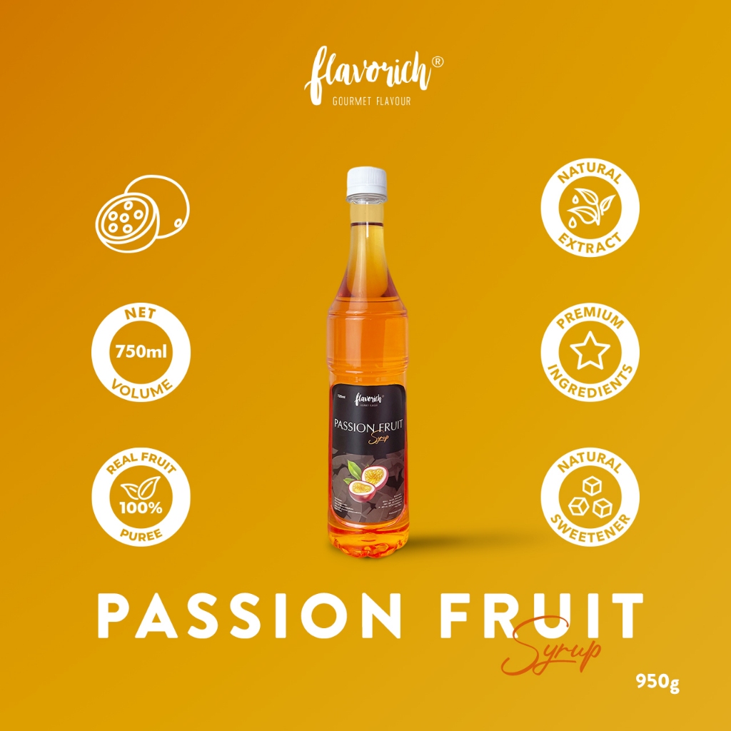 Jual Flavorich Passion Fruit Gourmet Syrup 750 ml-Sirup Rasa Passion ...