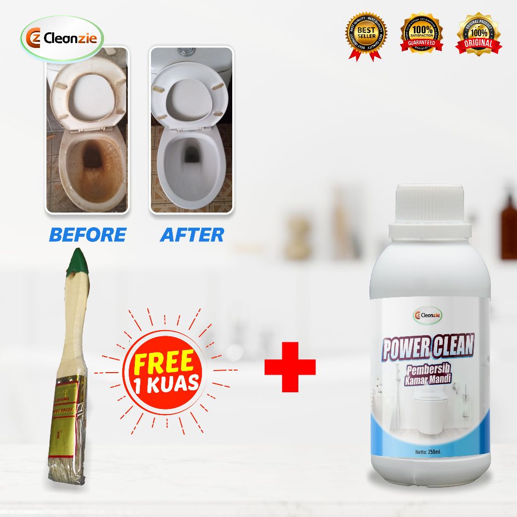 Jual Pembersih Keramik dan Porcelain FREE Kuas | Cleanzie Power Clean | Shopee Indonesia