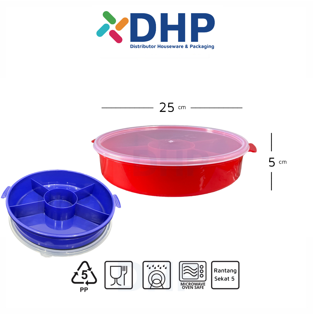 Jual Rantang 5 Sekat (SATUAN) Kotak Makan Bulat Susun Catering Picnic Food Container Plastik ...