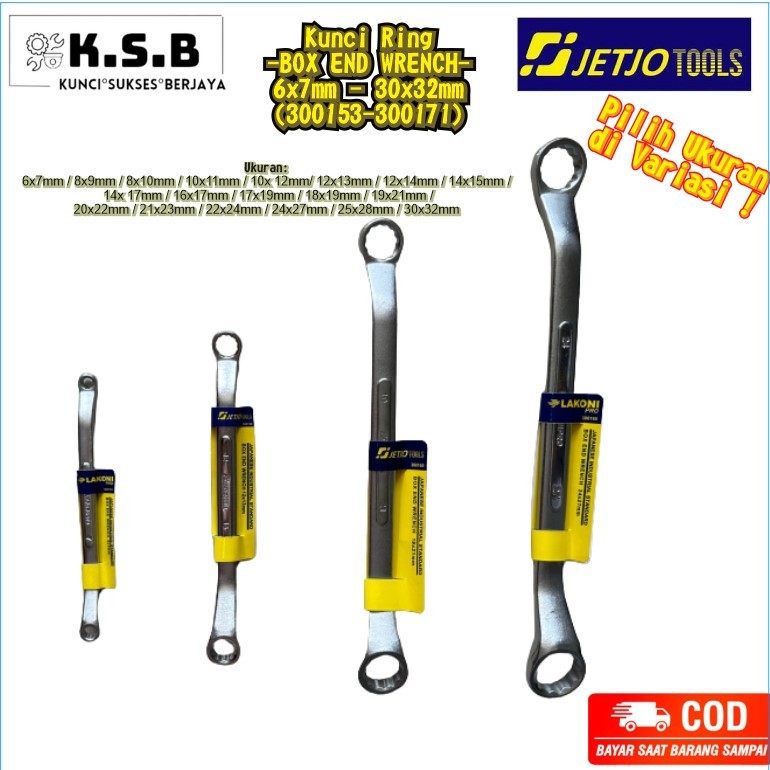 Jual Kunci Ring Ring 6x7mm - 30x32mm / Box End Wrench JETJO TOOL ...