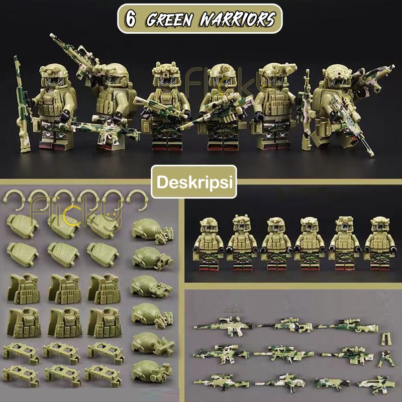 Jual Mainan balok Military Minifigure army Swat Team Pack Building ...