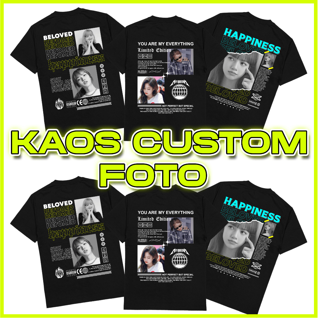 Jual Baju Kaos Sablon Custom Foto Aesthetic Costum Desain Sendiri ...
