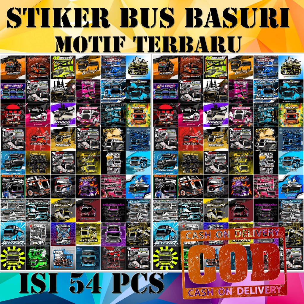 Jual Stiker Bus Basuri Viral Terbaru Isi Campur 54 Pcs Kuat Mengkilap ...