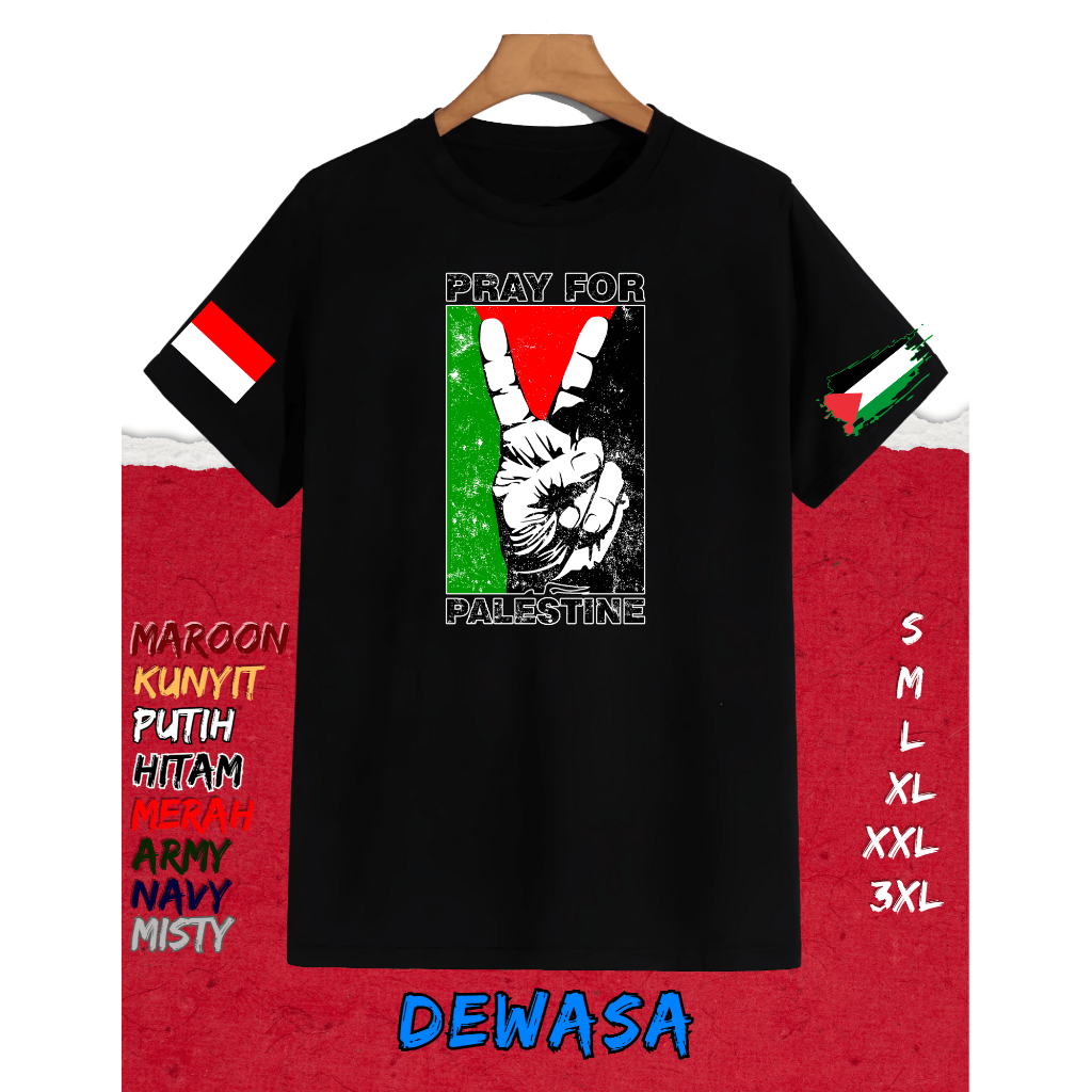 Jual KAOS SAVE PALESTINE SALAM DUA JARI PEACE DAMAI | Shopee Indonesia