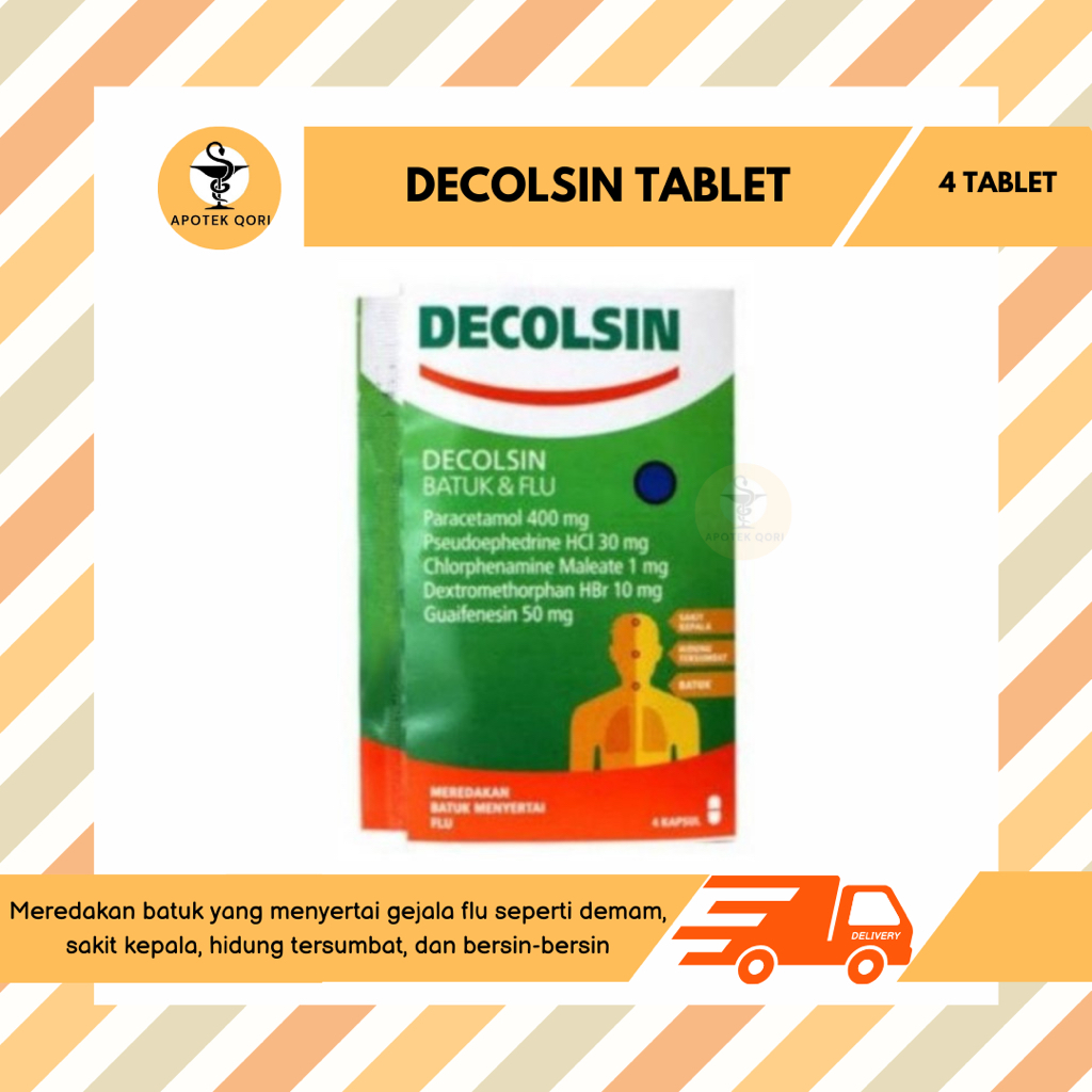 Jual DECOLSIN STRIP @ 4 TABLET/DEMAM/FLU BATUK/HIDUNG TERSUMBAT/SAKIT ...