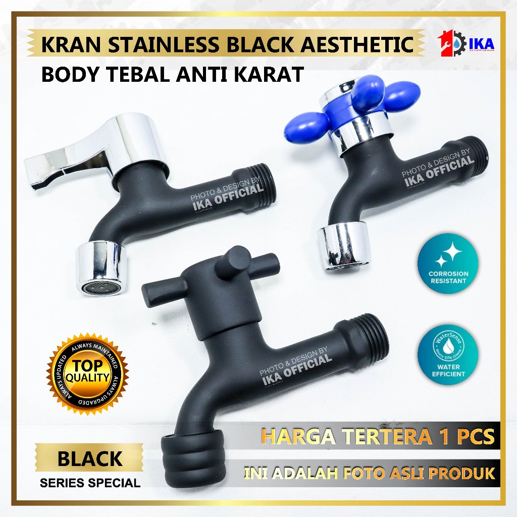 Jual kran tembok / taman / mesin cuci hitam black PROMO TERMURAH BLACK ...
