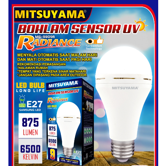 Jual Lampu Bohlam Outdoor / Luar Ruangan Bohlam Sensor Matahari UV 9 Watt MS 9809R Radiance LED ...