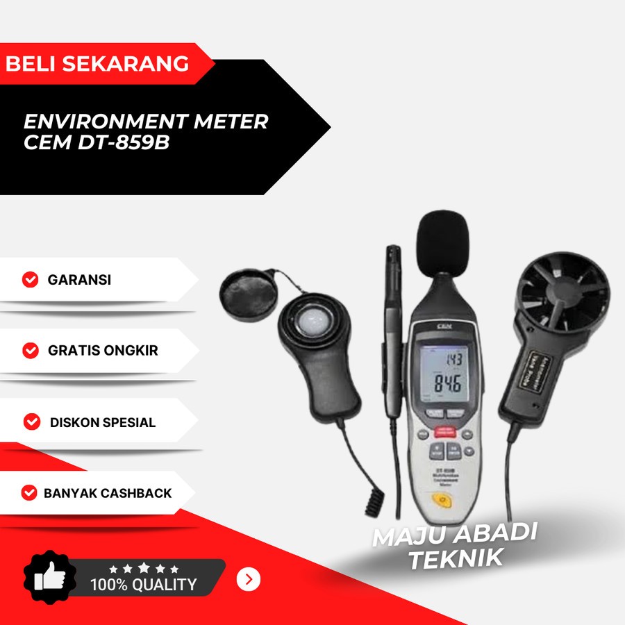 Jual Environment Meter CEM DT-859B Sound Lux Anemometer Humidity DT859B ...