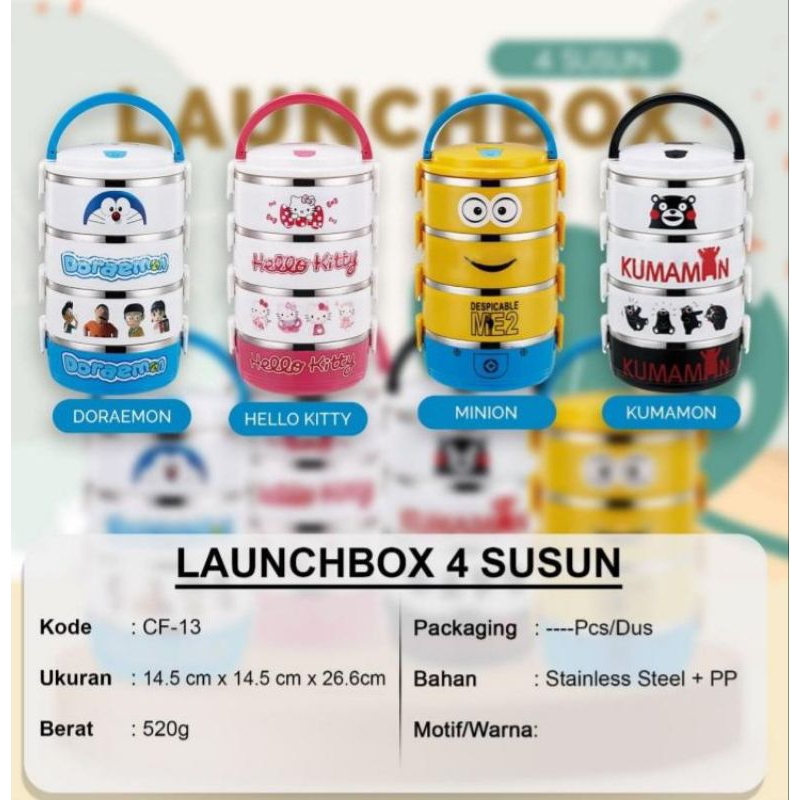 Jual Launchbox / Rantang Motif Lucu Karakter Anak 4susun Terlaris ...
