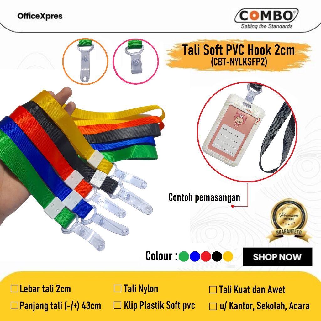 Jual Gantungan Tali ID Nylon Soft PVC Hook 2cm / Tali Name Tag / Tali ...